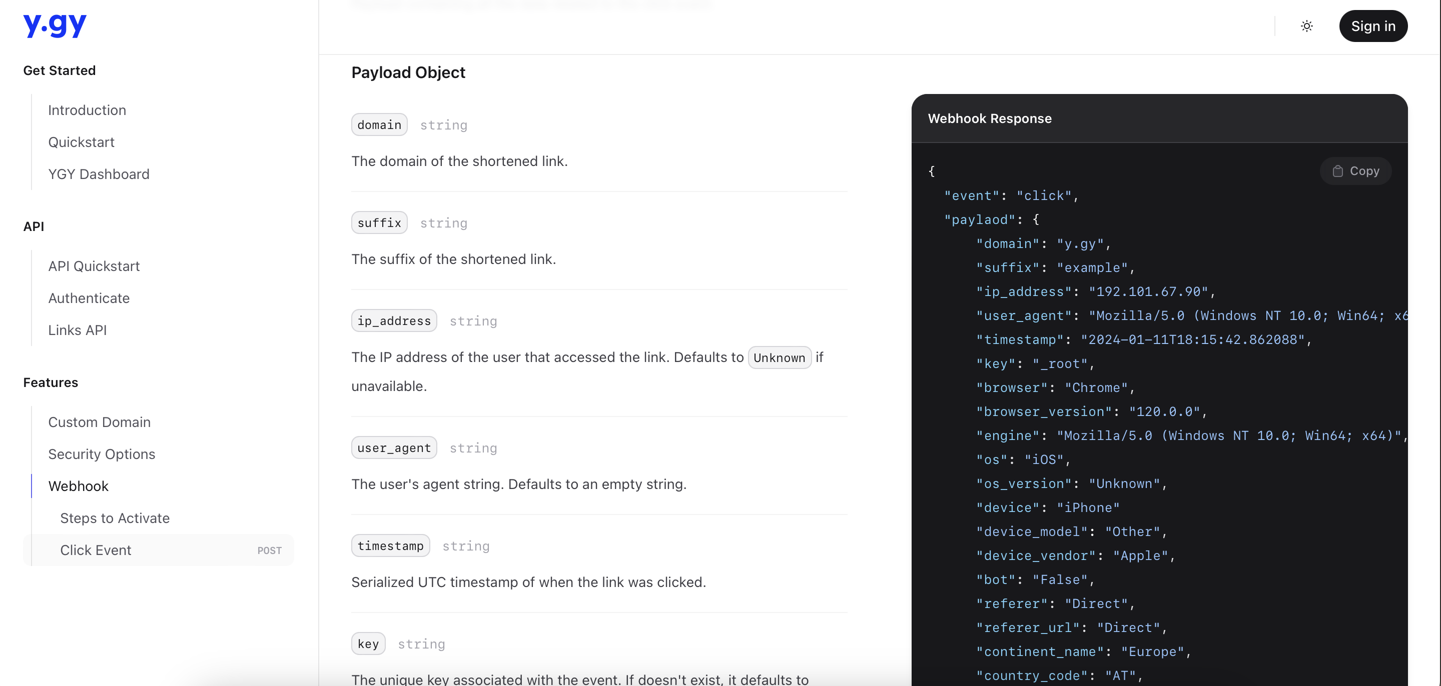 y.gy | Webhook Integrations with our Link Shortener